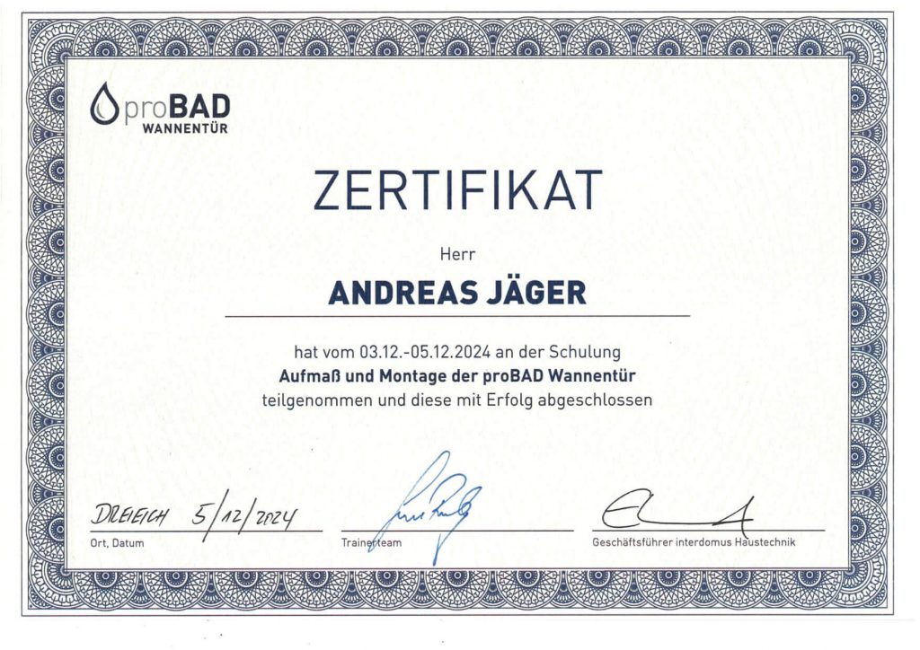 Badewannentür im Raum Schmalkalden, Suhl & Meiningen